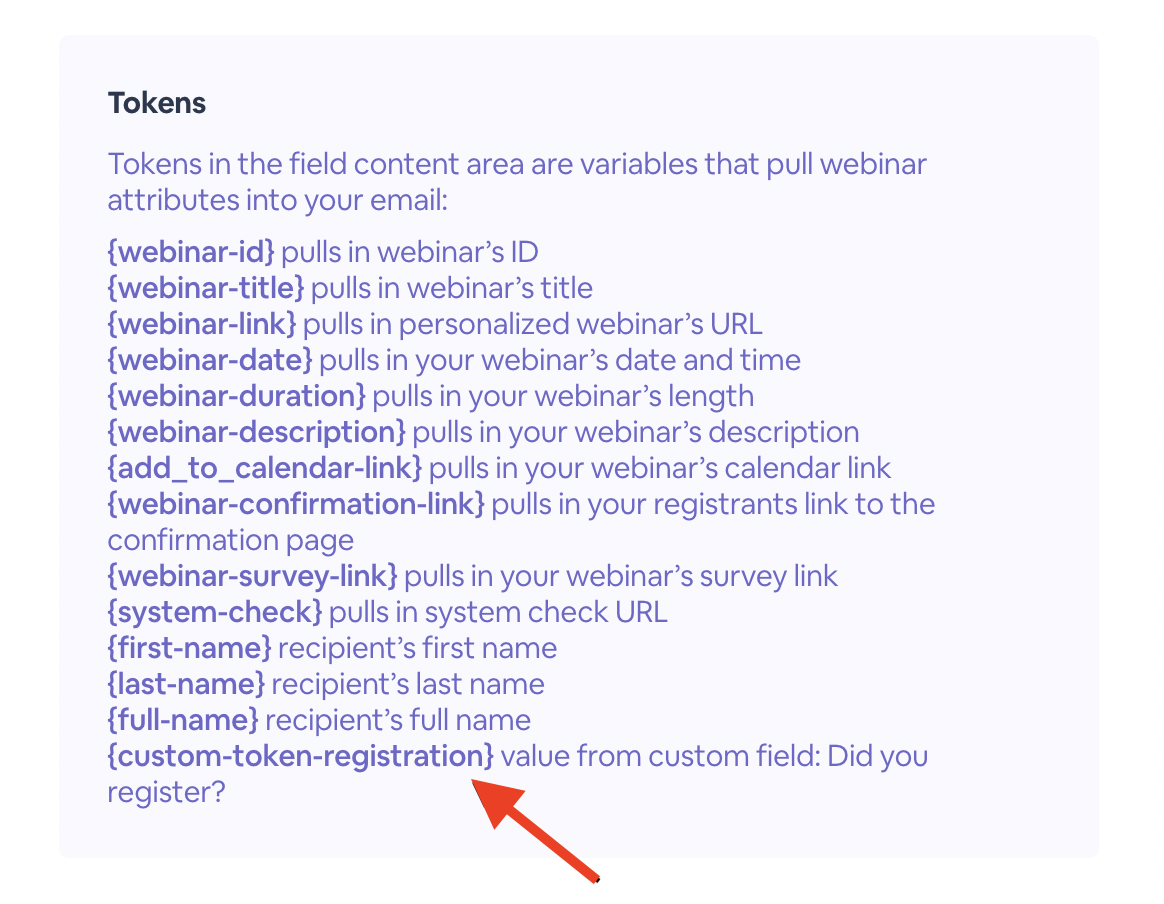 Can I create email tokens based on my custom registration fields?